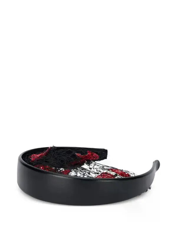 Red Valentino Sequin Heart Mesh Headband