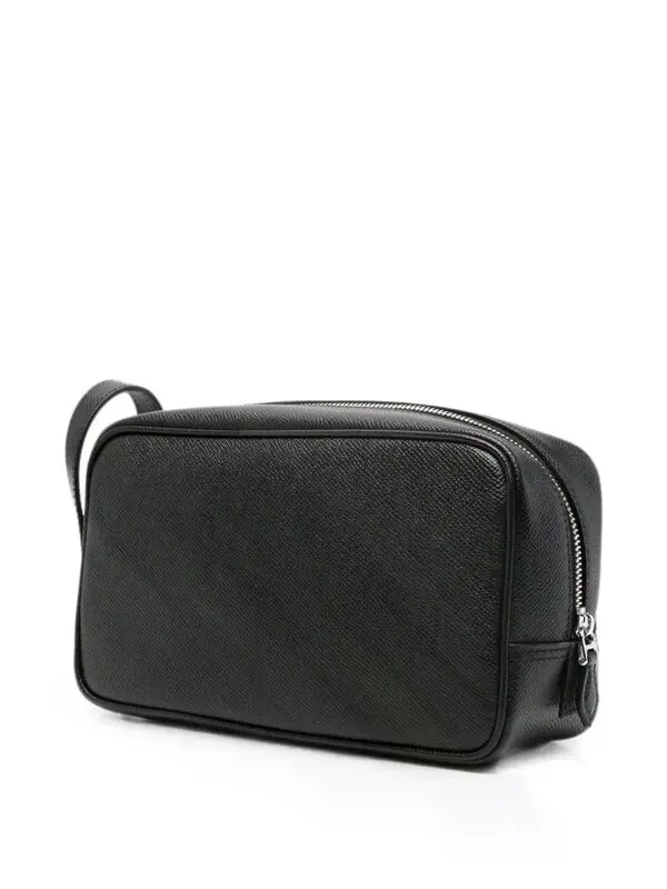 Dolce & Gabbana Logo-plaque Pebbled-leather Wash Bag - Black