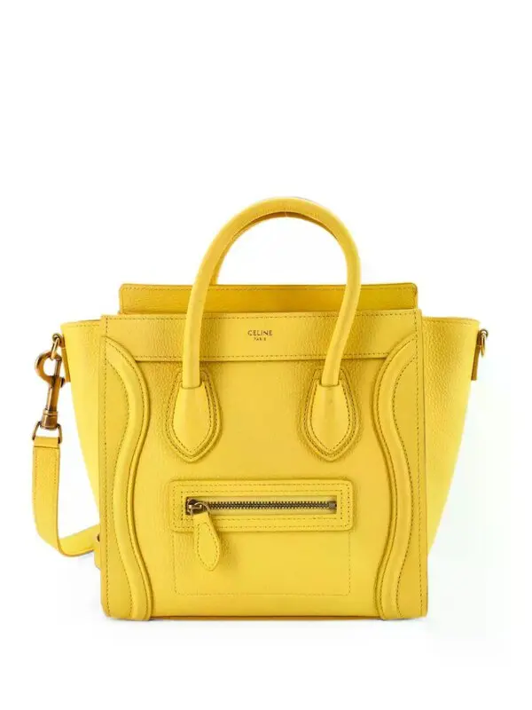Celine Luggage Bag Grainy Leather Nano Crossbody Bag - Yellow