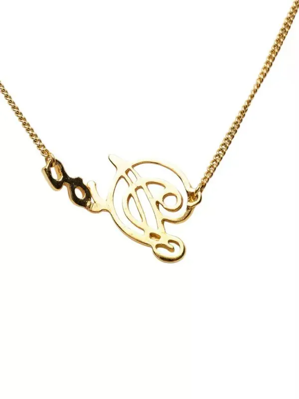 Dior Tone Cursive Logo Pendant Necklace