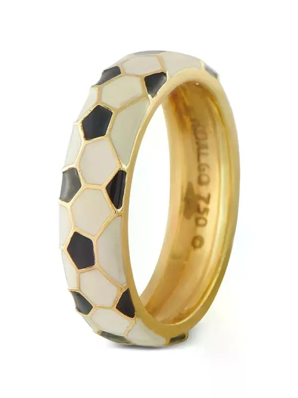 PETER HIDALGO 18k Yellow Enamel Hexagonal Detail Ring - Gold