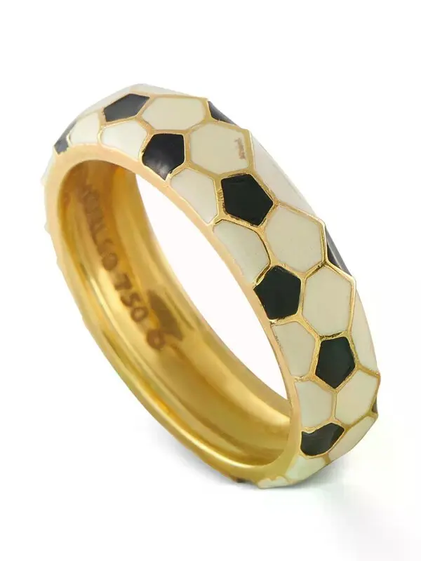 PETER HIDALGO 18k Yellow Enamel Hexagonal Detail Ring