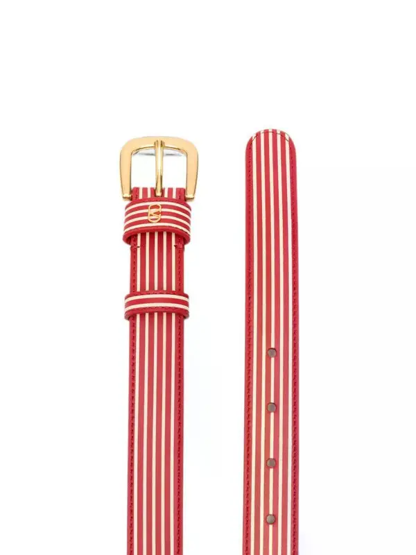 Valentino Garavani Striped Leather Belt - Red