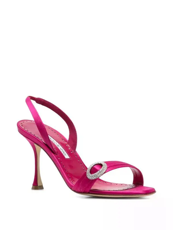 Manolo Blahnik Crystal-embellished Satin Slingback Sandals