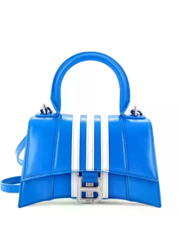 Balenciaga X Adidas Hourglass Top Handle Bag Leather Xs Satchel - Blue