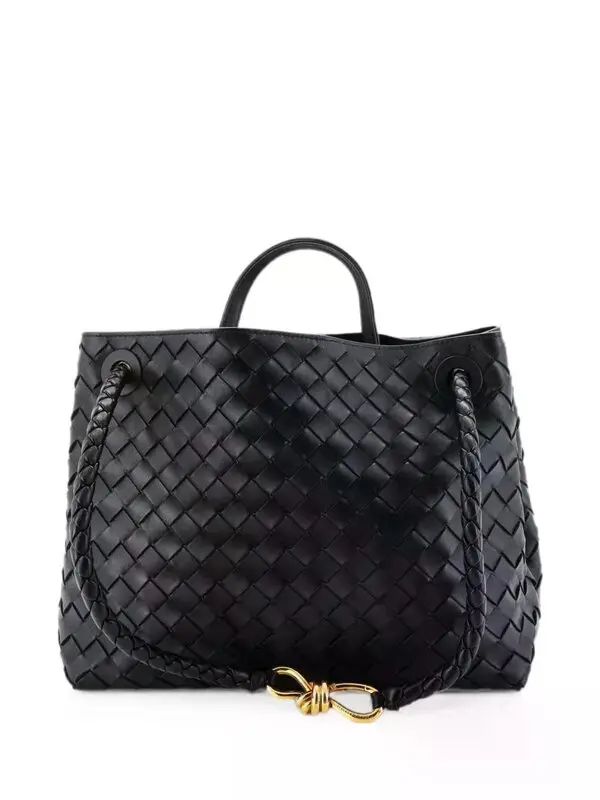 Bottega Veneta Andiamo Top Handle Bag Intrecciato Nappa Medium Satchel - Black