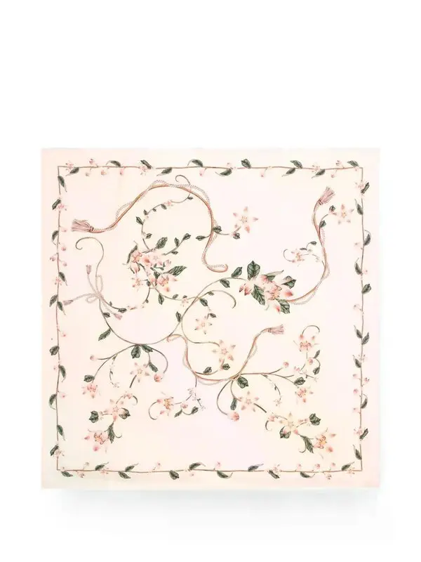 Agua Bendita Ceiba Navegante Floral-print Silk Scarf - Neutrals