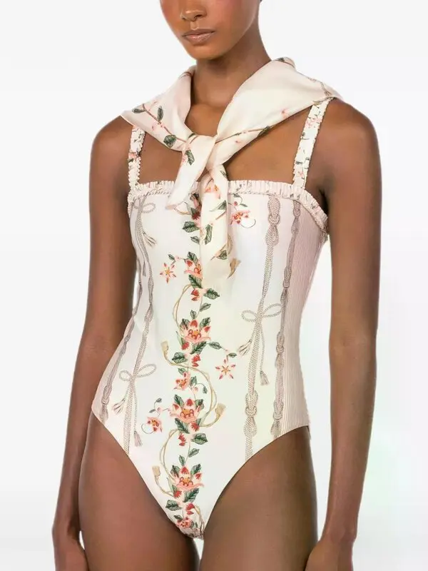 Agua Bendita Ceiba Navegante Floral-print Silk Scarf - Neutrals