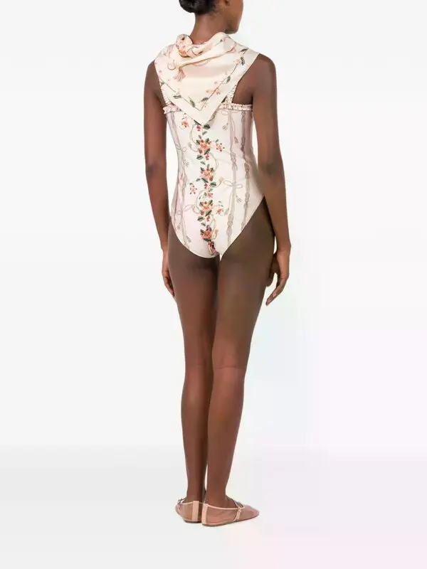 Agua Bendita Ceiba Navegante Floral-print Silk Scarf - Neutrals