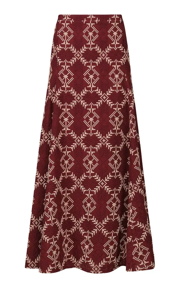 Johanna Ortiz A Song For The Riders Printed Maxi Skirt - Red