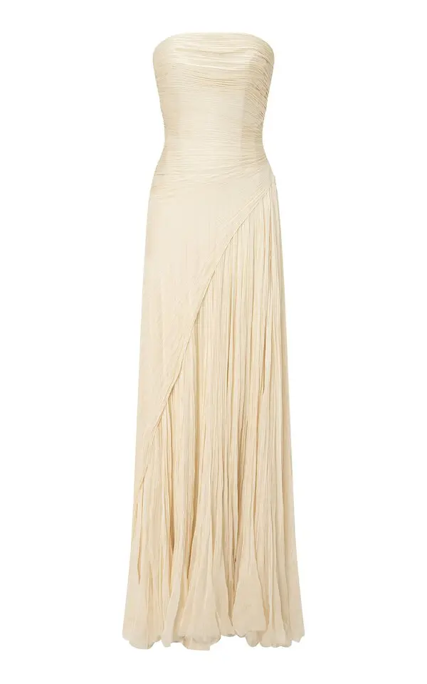 MARMAR HALIM Pleated Silk Gown