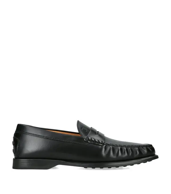 TOD'S Leather Arricciato Gomma Loafers