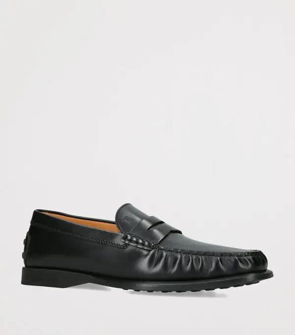 TOD'S Leather Arricciato Gomma Loafers