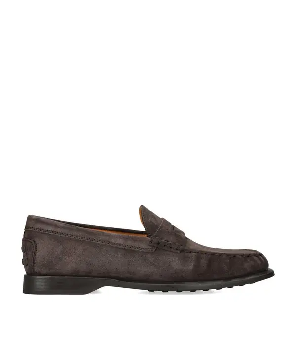 TOD'S Suede Arricciato Gomma Loafers