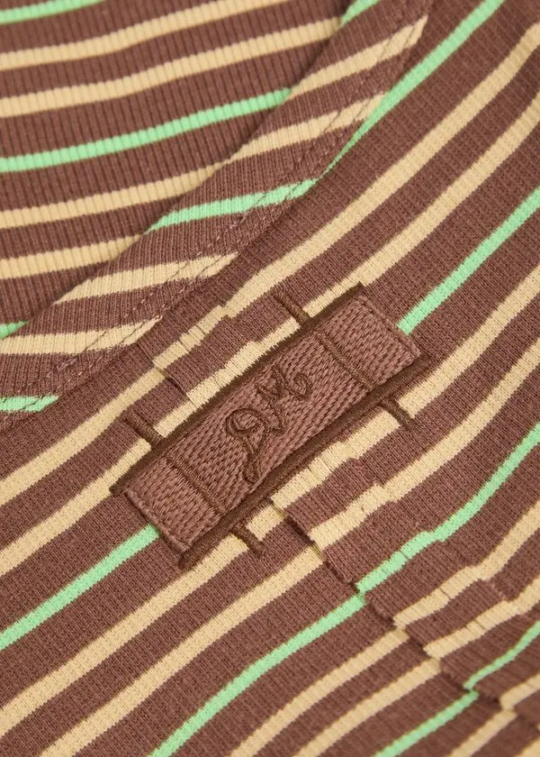 DAMSON MADDER Arlea Striped Ribbed V-neck Cotton-blend Tank - Multicoloured