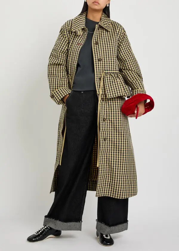 DAMSON MADDER Myrtle Gingham Multi-way Cotton-blend Trench Coat