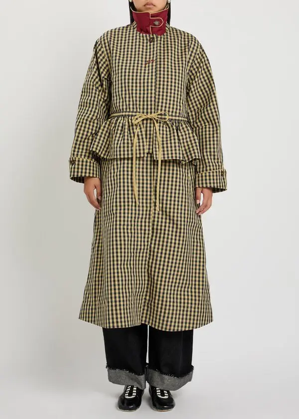 DAMSON MADDER Myrtle Gingham Multi-way Cotton-blend Trench Coat