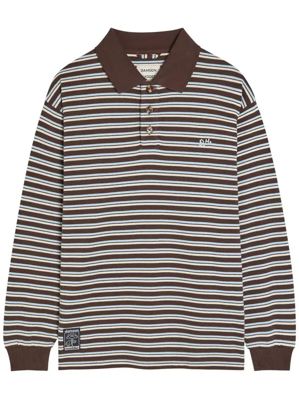 DAMSON MADDER Striped Cotton Rugby Top With Embroidered Logo - Multicoloured