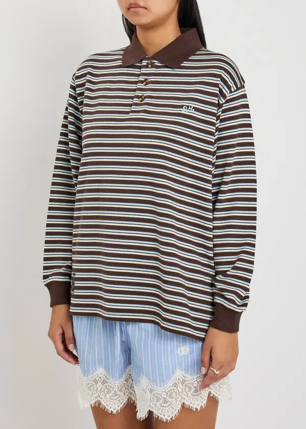 DAMSON MADDER Striped Cotton Rugby Top With Embroidered Logo - Multicoloured