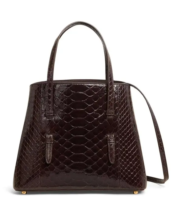 Alaïa Leather Python-embossed Mina 25 Top-handle Bag - Brown
