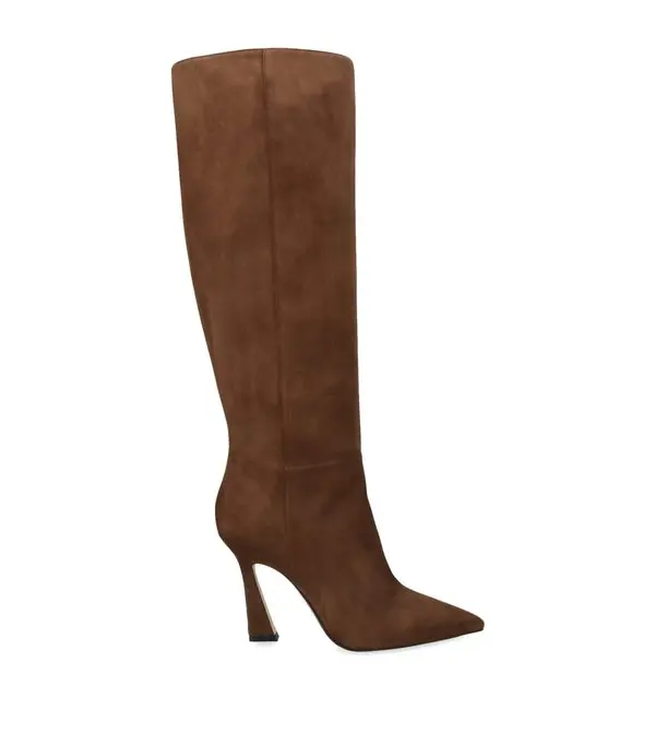 STUART WEITZMAN Suede Vinnie Zip Knee-high Boots 100 - Brown