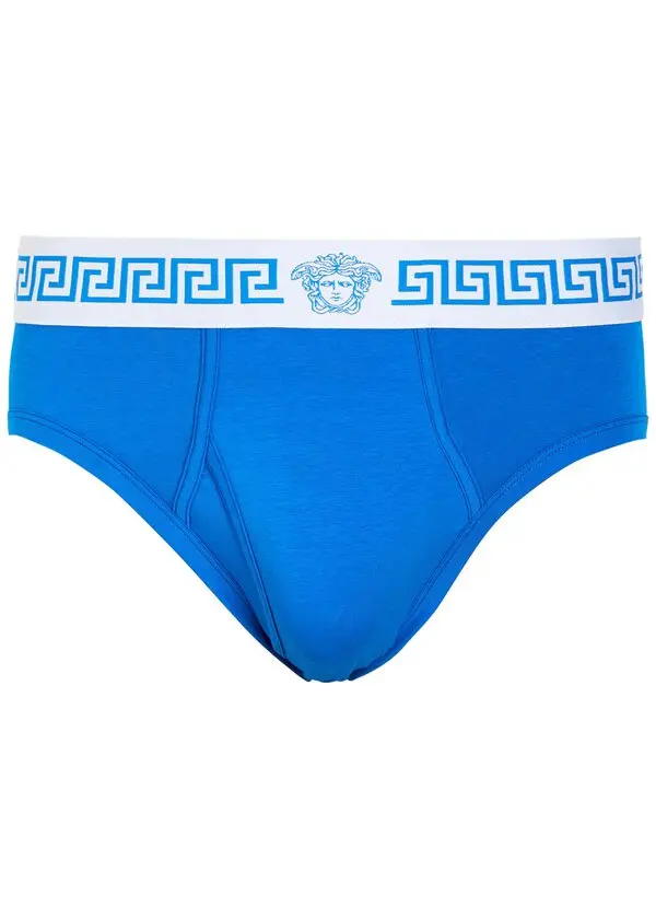 Versace Stretch-cotton Briefs - Blue
