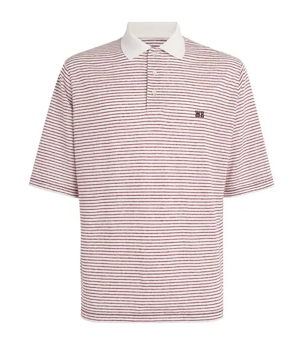 WALES BONNER Linen-cotton Stripe Bask Polo Shirt