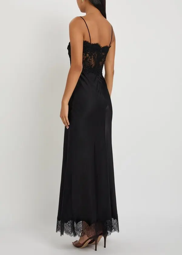 SELF-PORTRAIT Lace And Satin Midi Dress