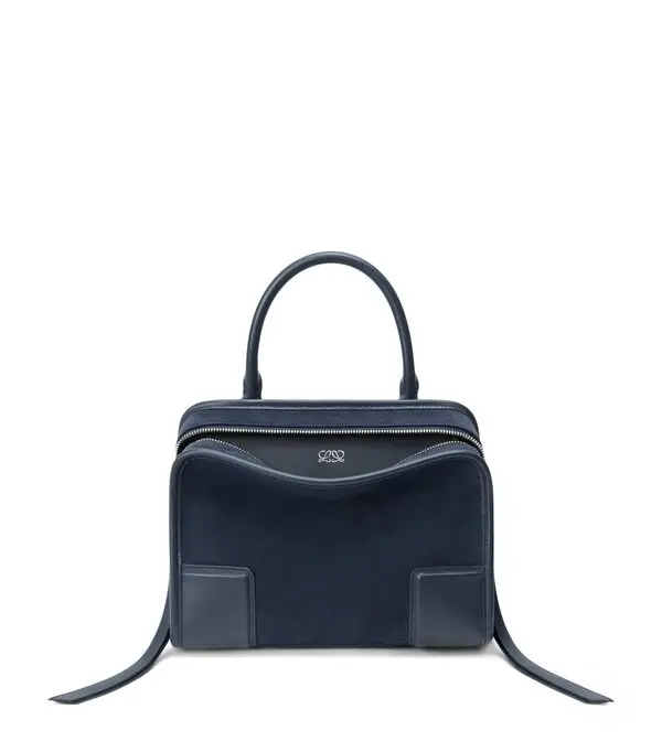 Loewe Small Suede Amazona 180 Top-handle Bag - Navy