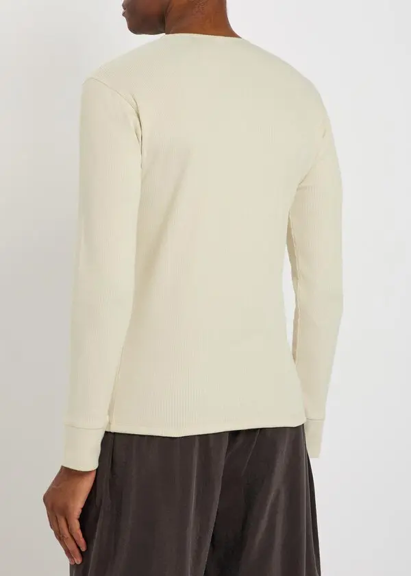 LEMAIRE Ribbed Cotton And Linen-blend Henley T-shirt