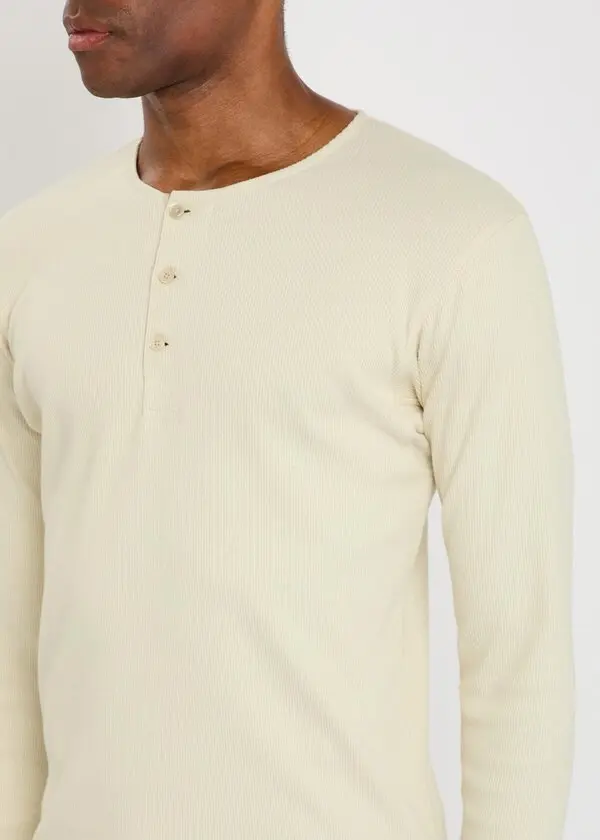 LEMAIRE Ribbed Cotton And Linen-blend Henley T-shirt