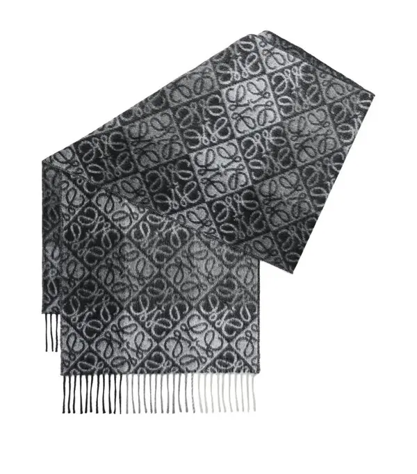 Loewe Wool-cashmere Anagram Scarf - Black