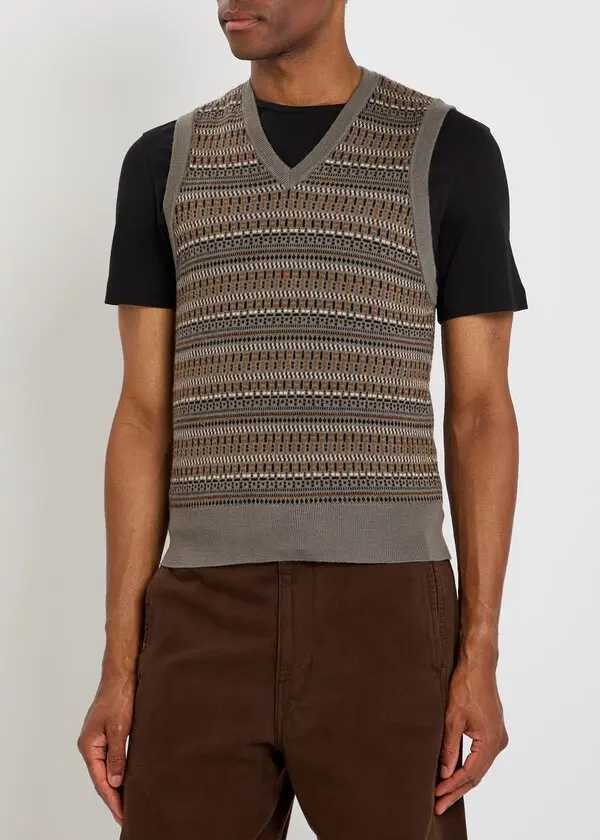 LEMAIRE Patterned Wool-blend Vest - Multicoloured 1