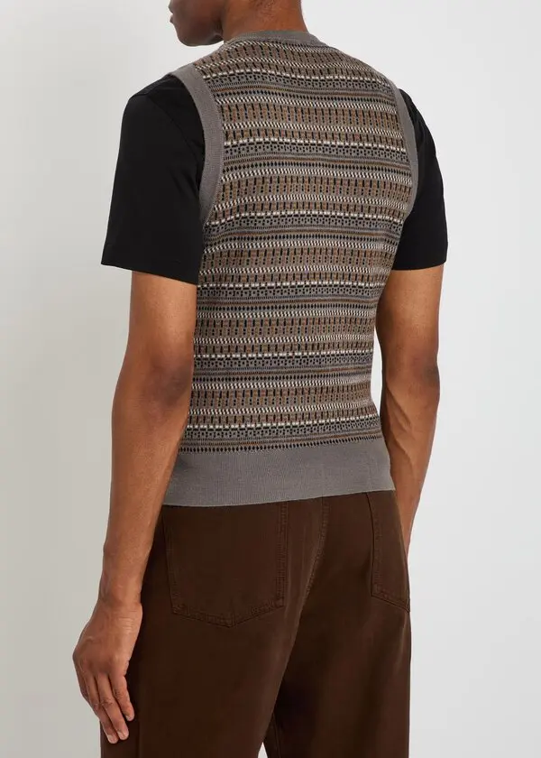 LEMAIRE Patterned Wool-blend Vest - Multicoloured 1