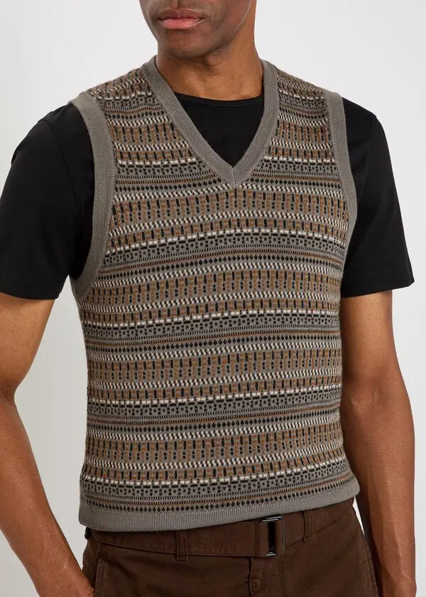 LEMAIRE Patterned Wool-blend Vest - Multicoloured 1