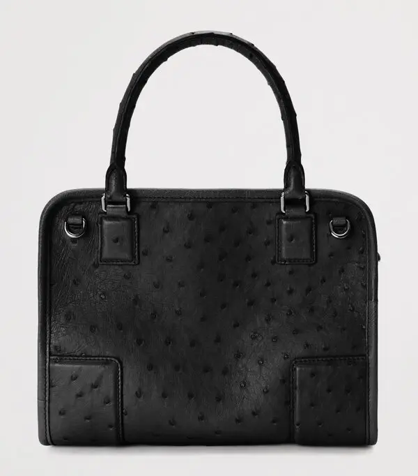Loewe Small Ostrich Leather Amazona 180 Top-handle Bag