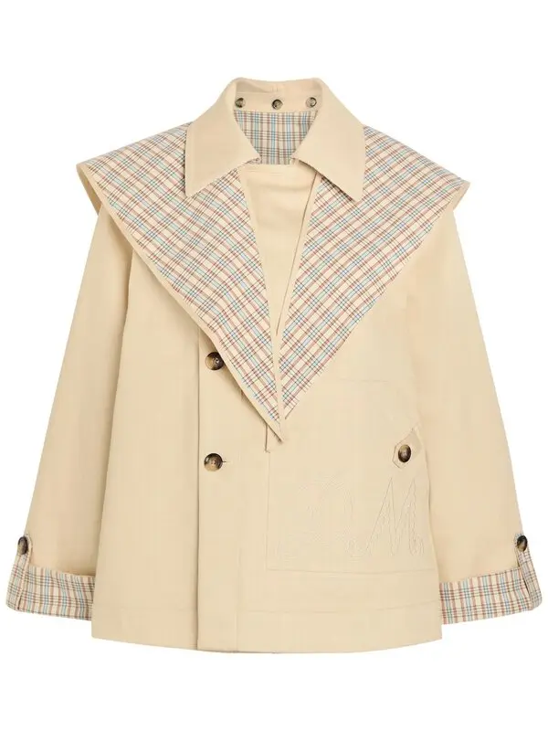 DAMSON MADDER Jerry Reversible Cropped Cotton Trench Coat - Beige