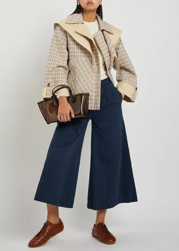 DAMSON MADDER Reversible Cropped Cotton Trench Coat - Beige