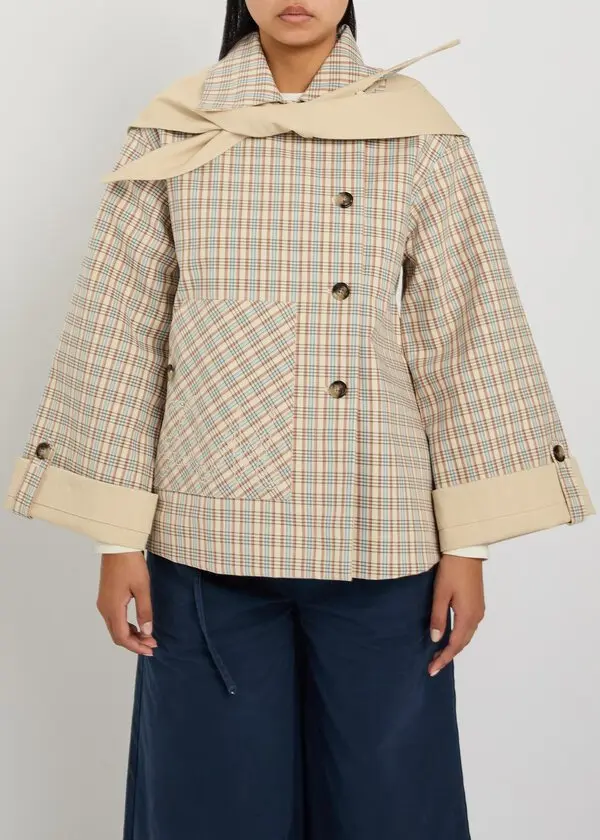 DAMSON MADDER Reversible Cropped Cotton Trench Coat - Beige