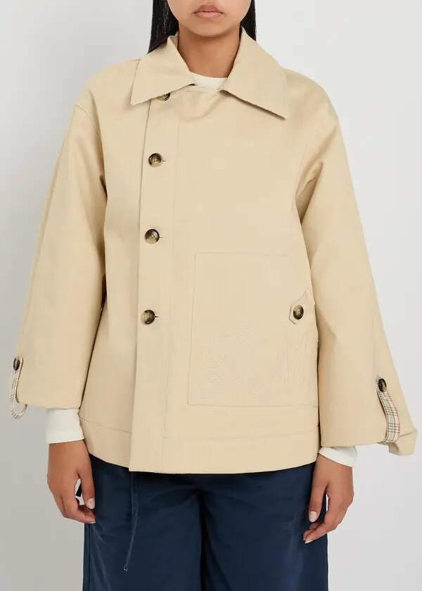 DAMSON MADDER Reversible Cropped Cotton Trench Coat - Beige