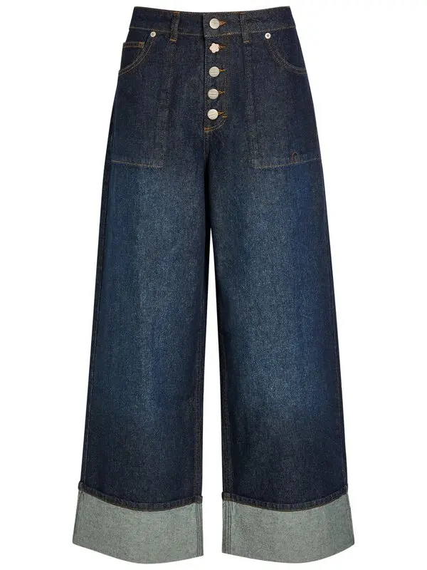 DAMSON MADDER Gigi Turn-up Wide-leg Jeans - Indigo