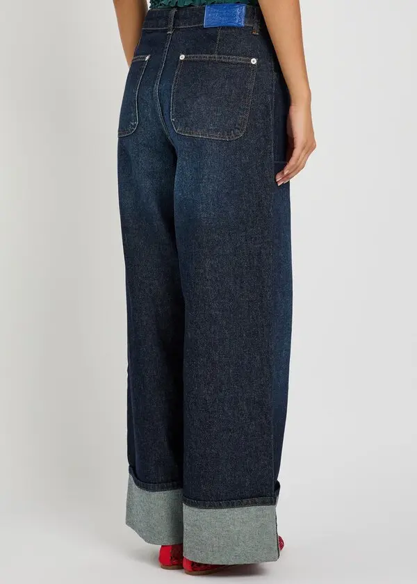 DAMSON MADDER Gigi Turn-up Wide-leg Jeans - Indigo