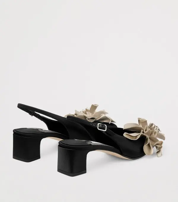 JIMMY CHOO Eyla 45 Floral-appliqué Slingback Pumps