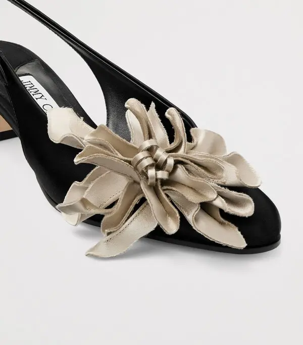 JIMMY CHOO Eyla 45 Floral-appliqué Slingback Pumps