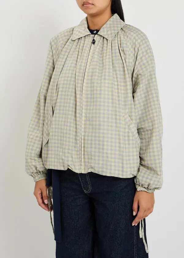 DAMSON MADDER Lailah Gingham Woven Bomber Jacket