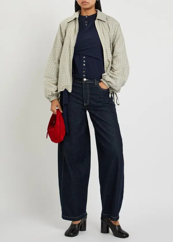 DAMSON MADDER Lailah Gingham Woven Bomber Jacket