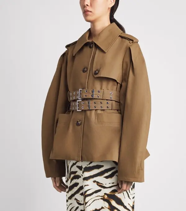GANNI Cotton Belted Workwear Jacket