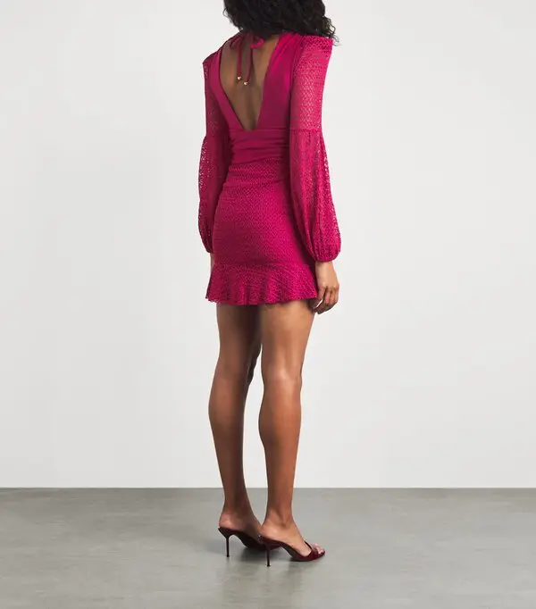 PatBO Crochet-trim Plunge-neck Mini Dress