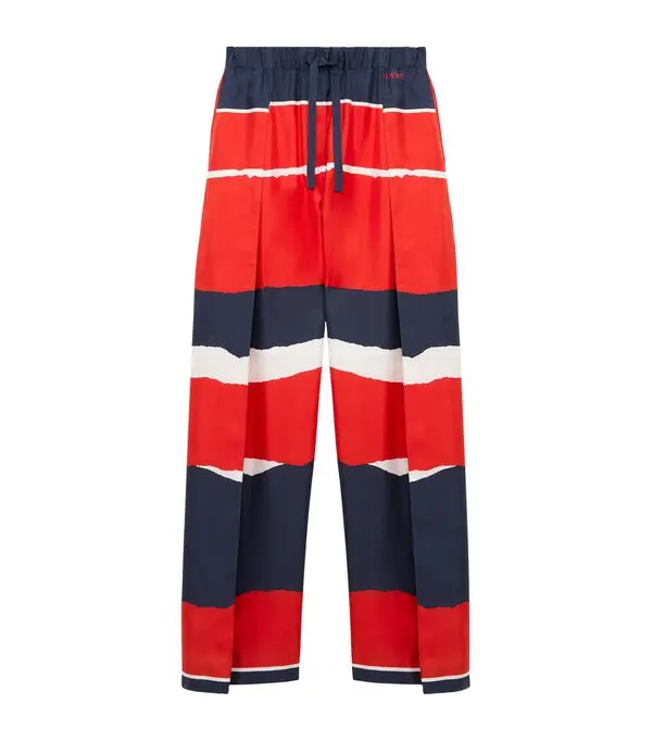 Loewe Satin Geometric Wide-leg Trousers - Red
