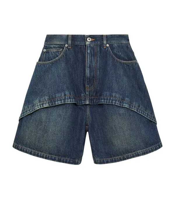 Loewe Panelled Denim Shorts - Navy